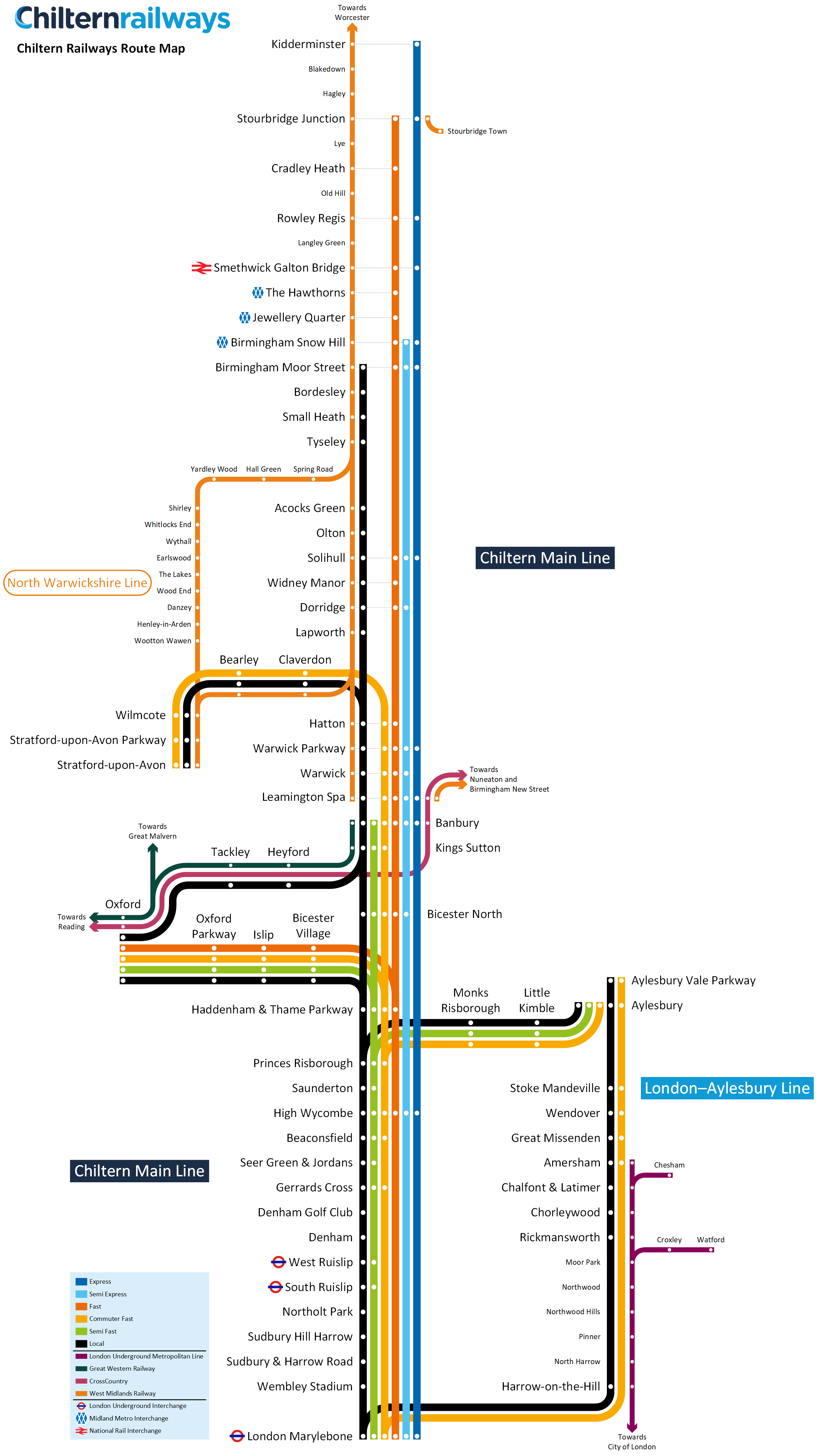 Chiltern train / rail map